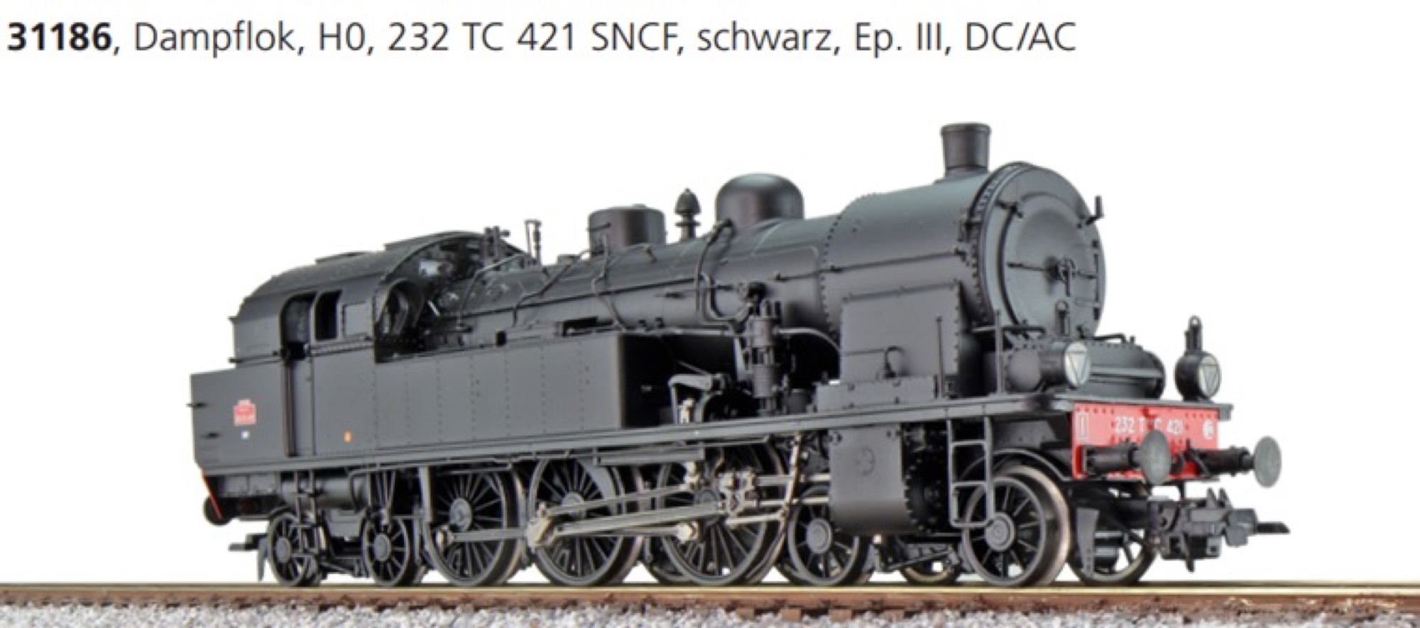 ESU 31186 - Dampflok, H0, T18, 232 TC 421 SNCF, Schwarz, Ep III ...