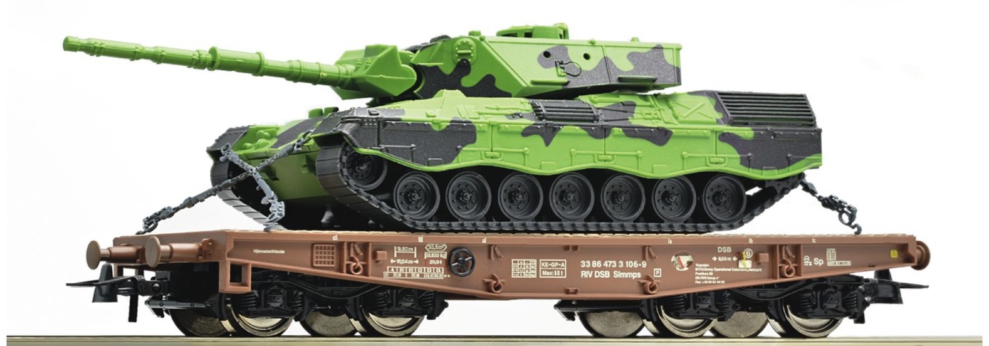 Roco 66732 - DSB sværlastvogn Slmmps m. leopard